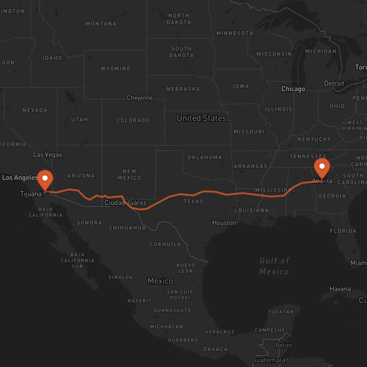 Transporte de Carga Atlanta a Mexicali | Control Terrestre