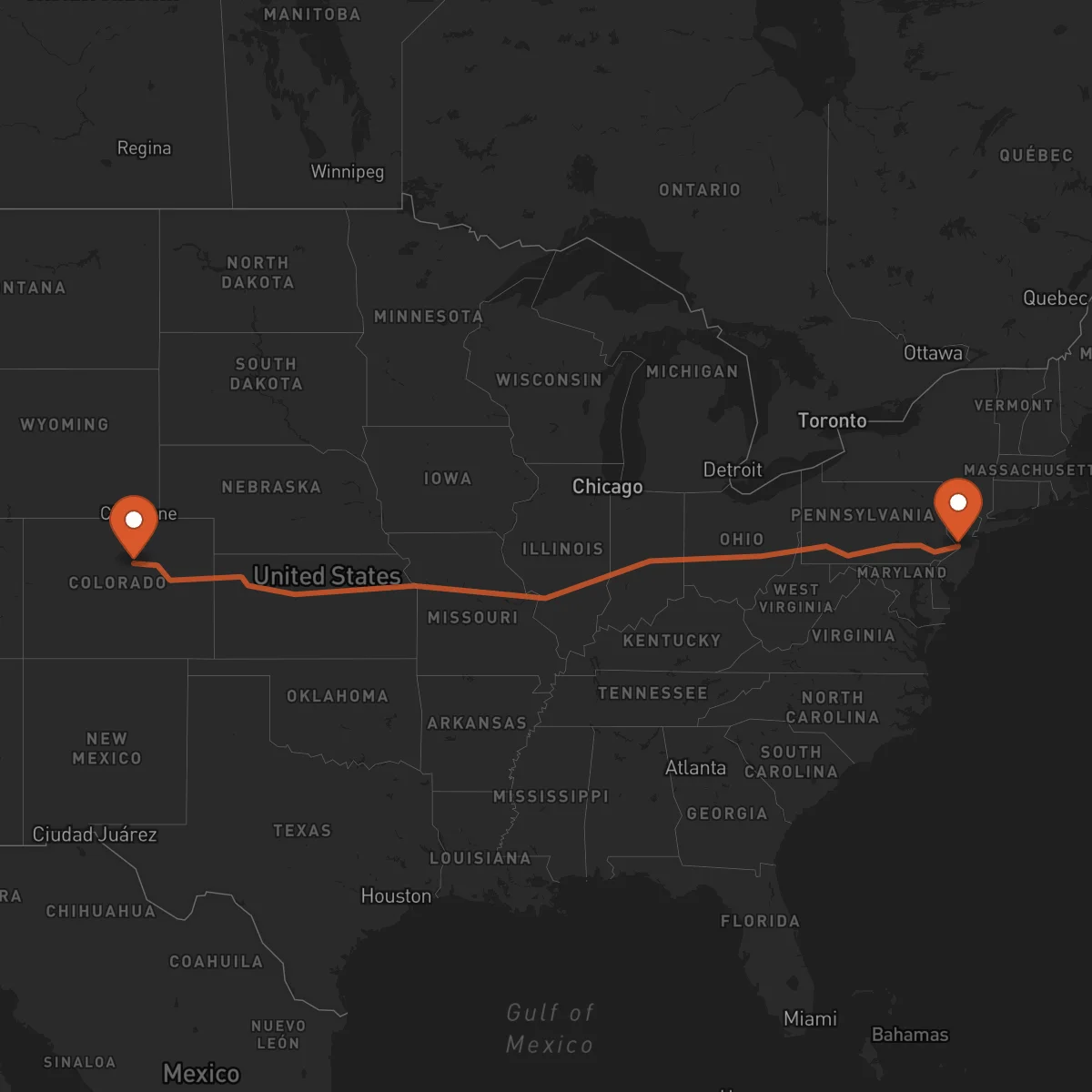 Transporte de Carga FTL Denver a Trenton | Control Terrestre