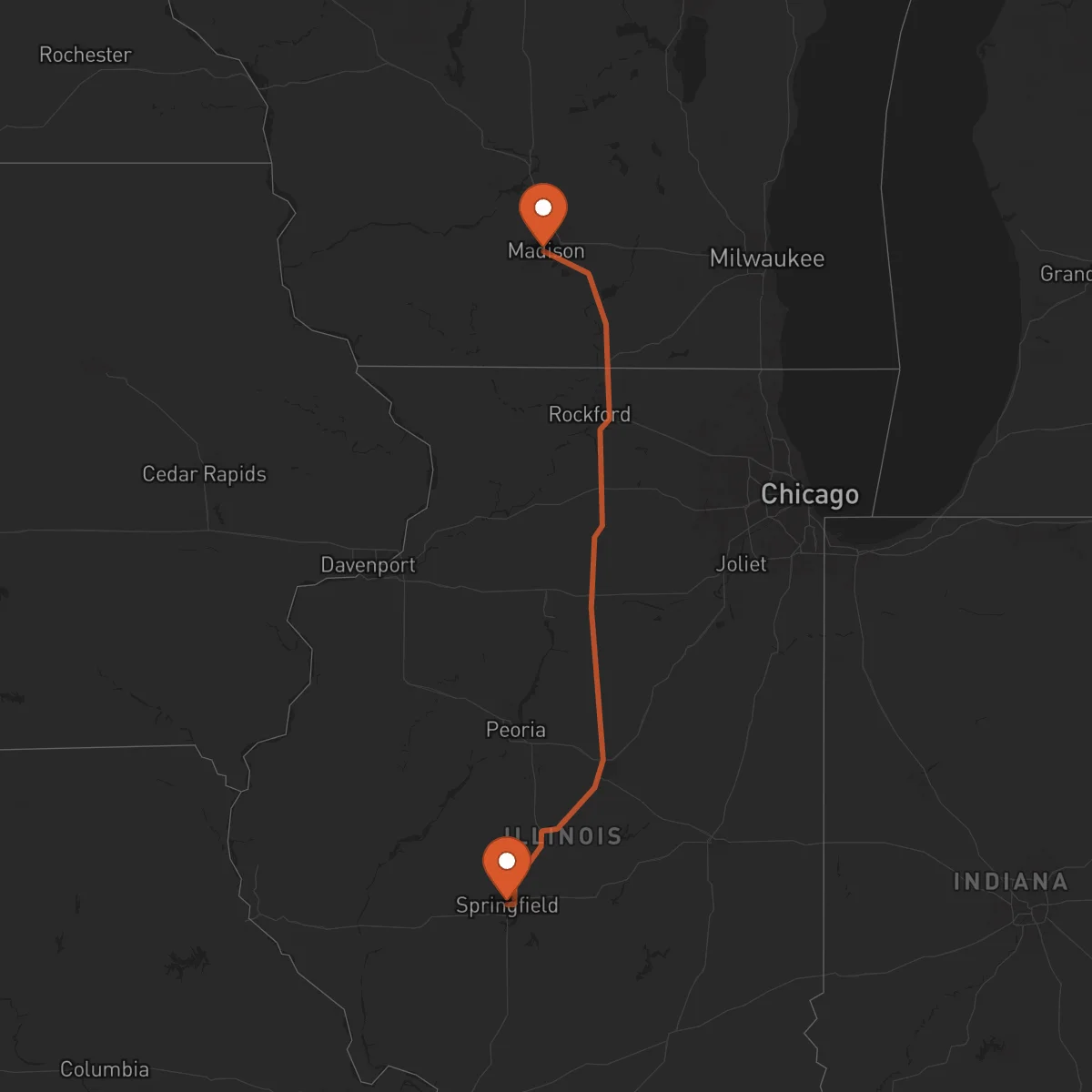 Transporte de carga FTL Madison para Springfield | Control Terrestre