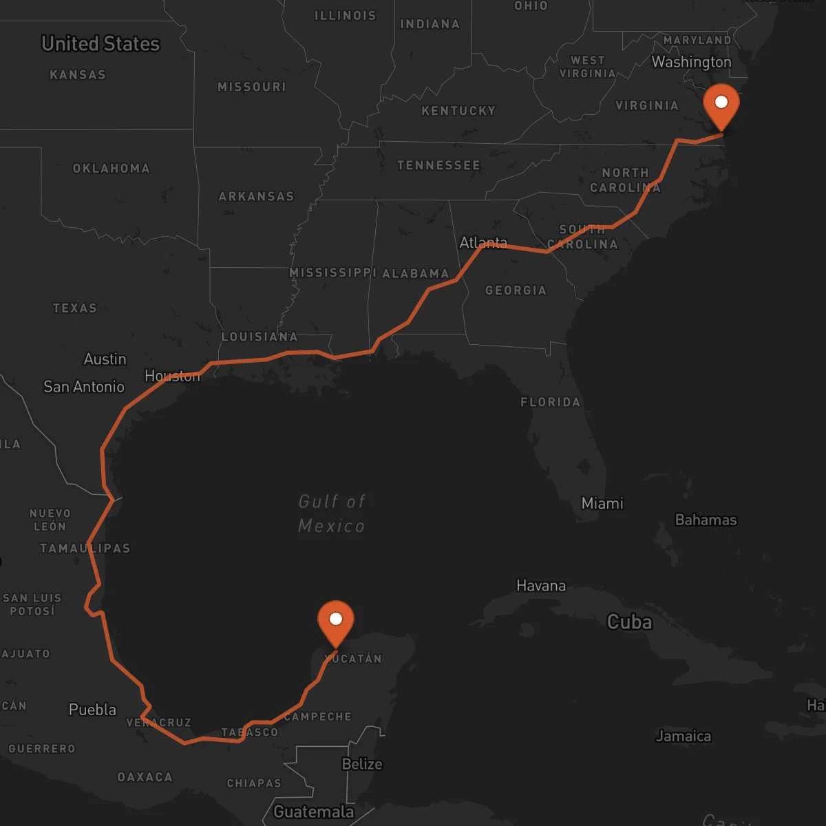 Freight Transport Virginia Beach to Mérida | Control Terrestre